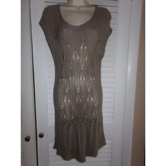 bebe | Sweaters | Bebe Taupe Crocheted Sweater Dressvest M Perfect Soft ...